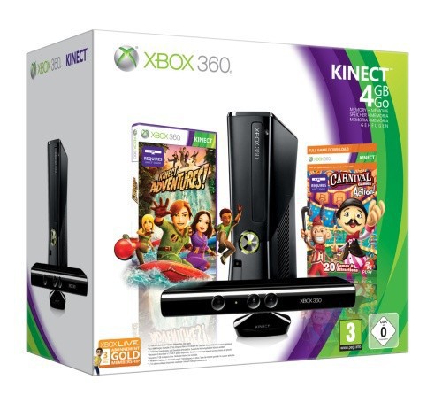 Xbox 360 - Konsole Slim 4GB #Kinect Adventures - Carnival Edition (mit ...