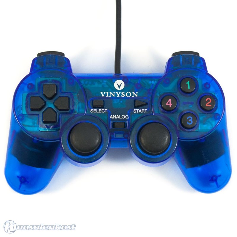 PC - Controller / Pad mit USB Anschluss #blau-transparent [Vinyson ...