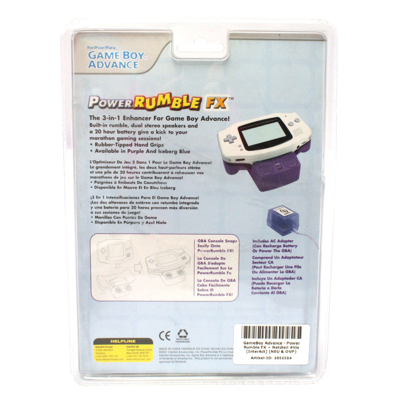 GameBoy Advance - Power Rumble FX + Netzteil #lila [InterAct] (NEU ...