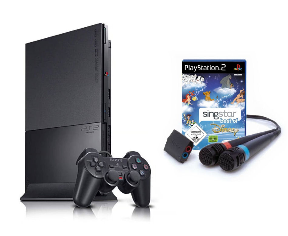 PS2 - Konsole Slim #schwarz + SingStar Best of Disney + Original Sony ...