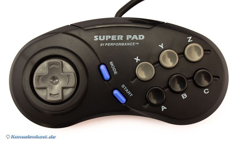 Mega Drive - Super Pad 6 Button Controller mit Turbo #schwarz ...