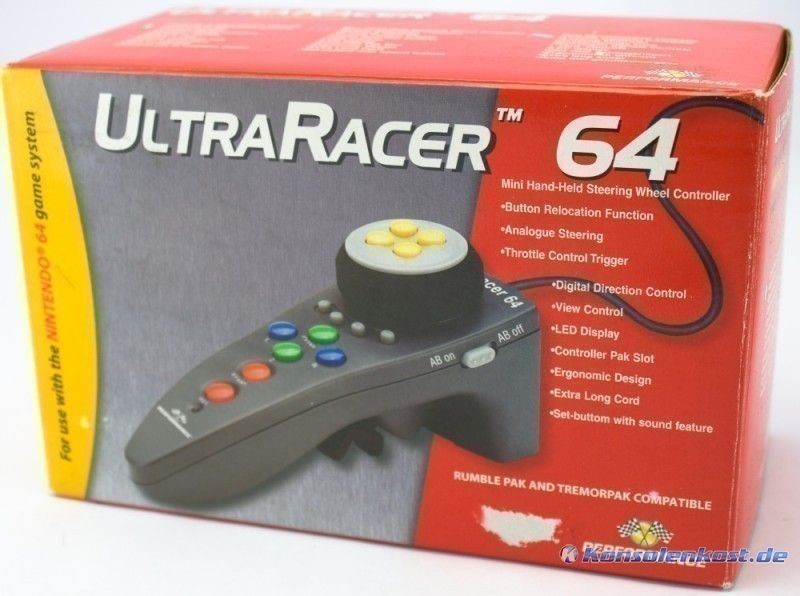 N64 - Lenkrad / Racing / Steering Wheel UltraRacer 64 Mini (gebraucht ...