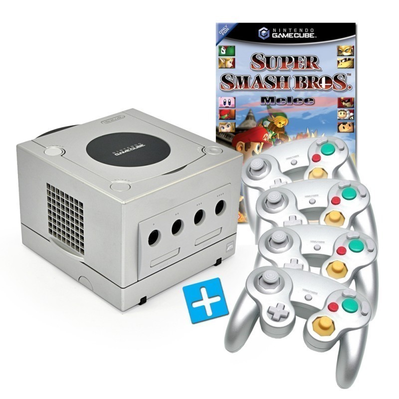 GameCube - Konsole #silber + Super Smash Bros. Melee + 4 Controller ...