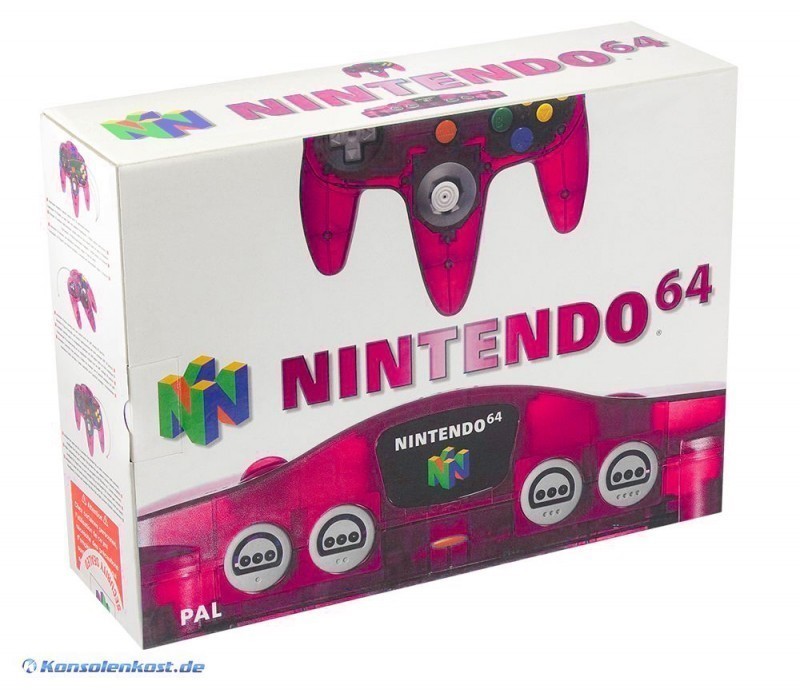 N64 - Konsole #Watermelon Red + Original Controller + Zubehör (mit OVP ...