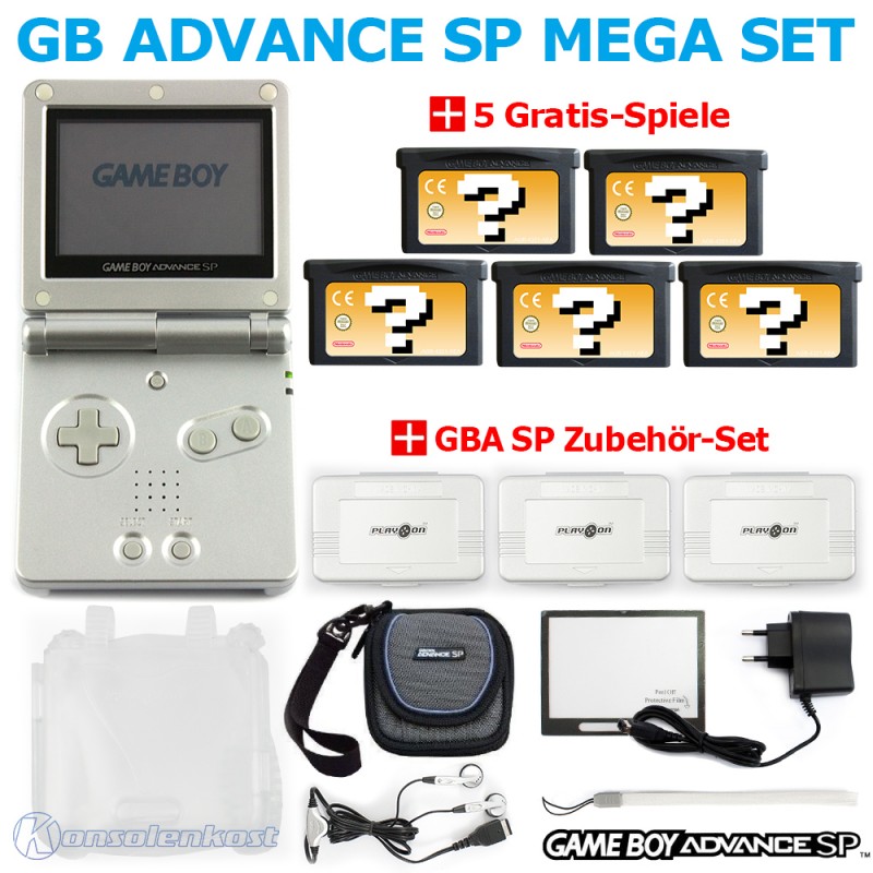 GameBoy Advance - Bundle: Konsole GBA SP + 5 Gratis-Spiele + Zubehör ...