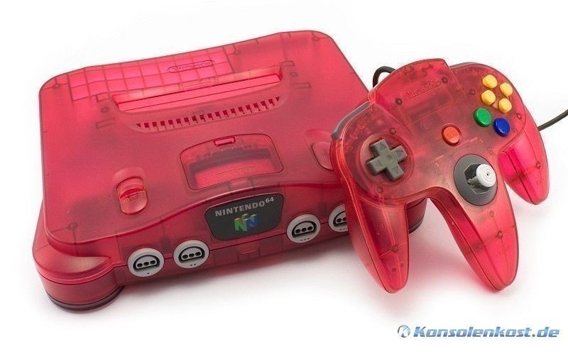 N64 - Konsole #Watermelon Red + Original Controller + Zubehör (sehr ...