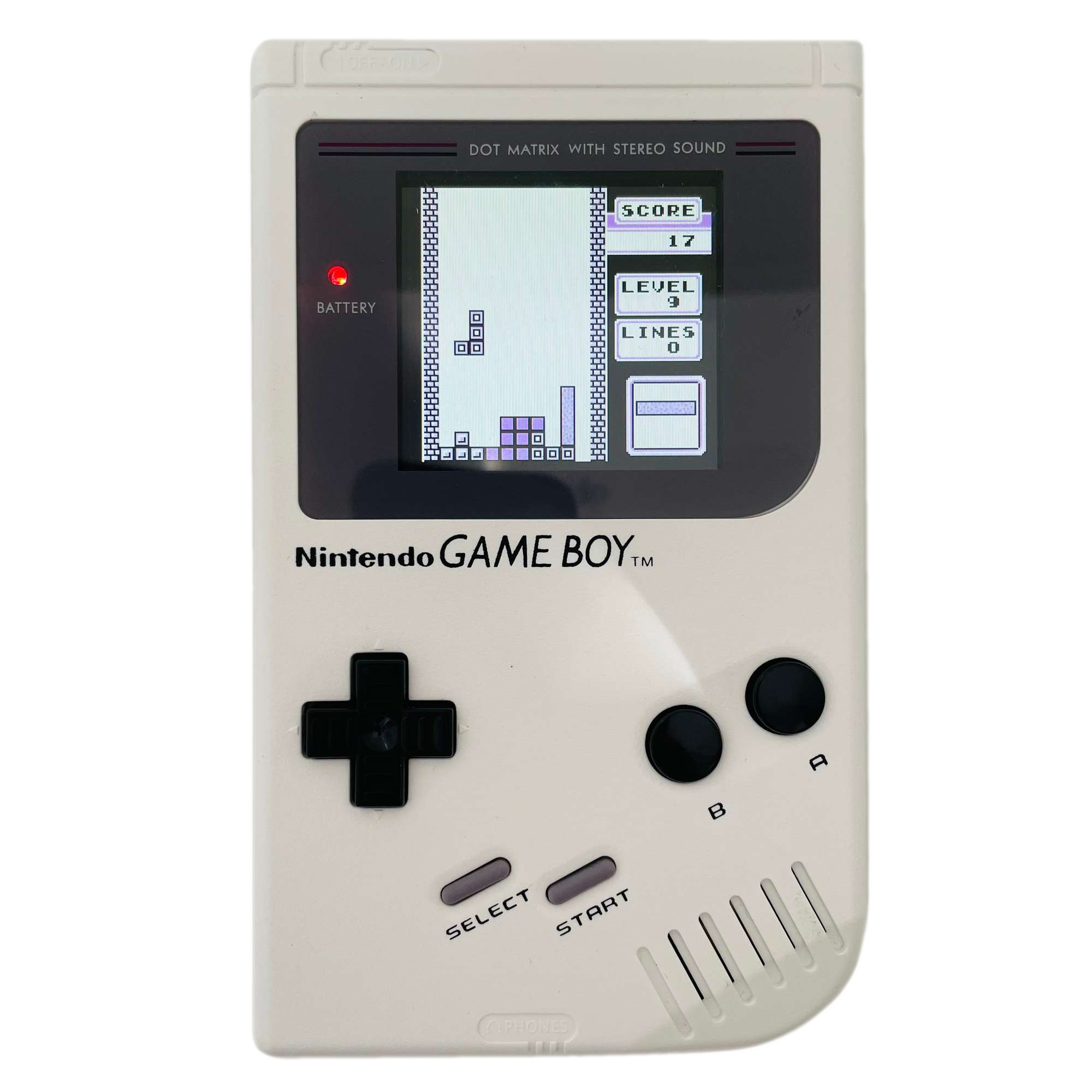 GameBoy - Konsole Classic DMG-01 #weiß White Magic IPS V5 LCD Display Mod mit roten Knöpfen und ...
