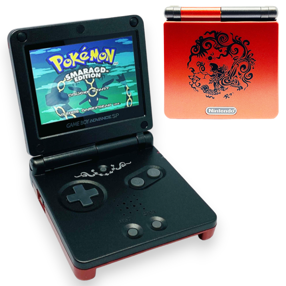GameBoy Advance - Konsole GBA SP #Red & Black Dragon IPS V3 Mod ...